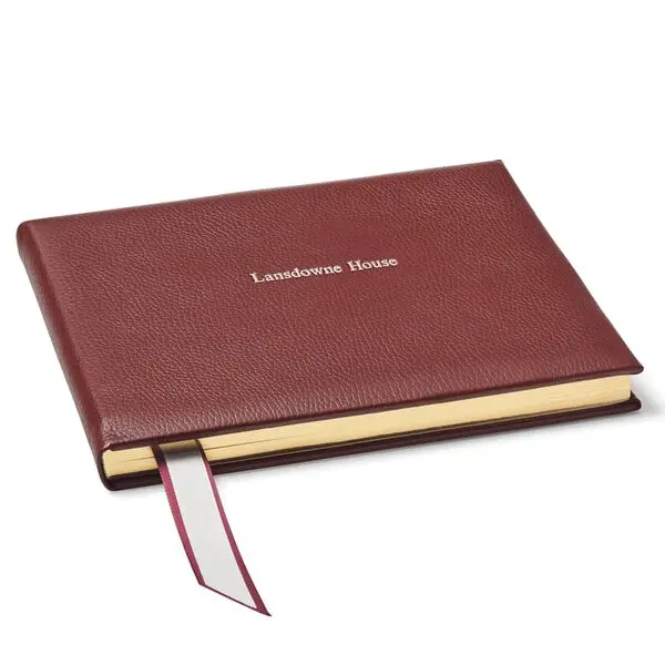 ASPINAL OF LONDON Classic Leather Guest Book In Pebble - Red