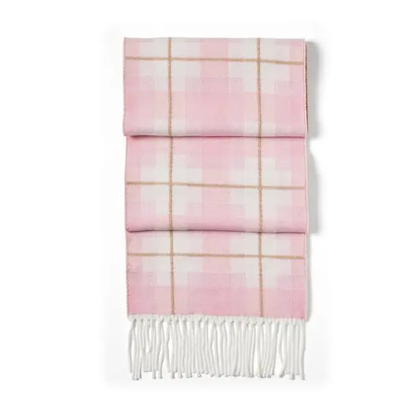 ASPINAL OF LONDON Premium Merino Wool Oversized Scarf In House Of Aspinal Tartan - Pink