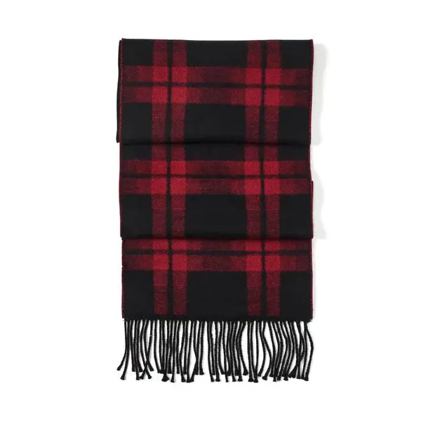 ASPINAL OF LONDON Premium Merino Wool Oversized Scarf In House Of Aspinal Tartan - Red