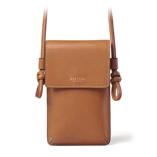 ASPINAL OF LONDON Ella Crossbody Phone Pouch In Chocolate Pebble - Brown