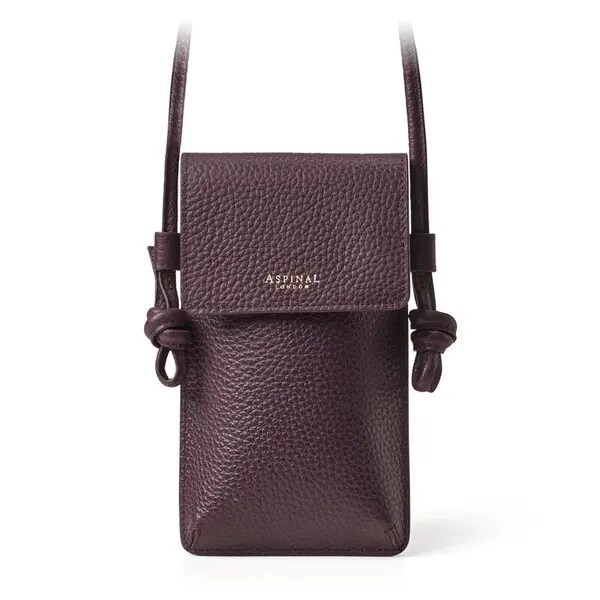 ASPINAL OF LONDON Ella Phone Pouch In Pebble - Purple