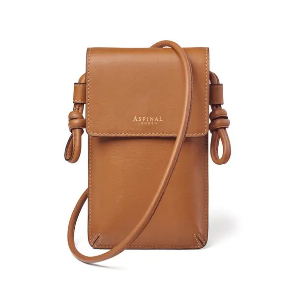 ASPINAL OF LONDON Ella Phone Pouch In Pebble - Tan