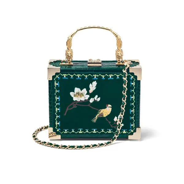 ASPINAL OF LONDON Trunk Bag In Willow Patent Croc - Green