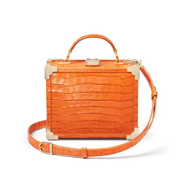 ASPINAL OF LONDON Bird Of Paradise Hand-embroidered Velvet Trunk - Orange
