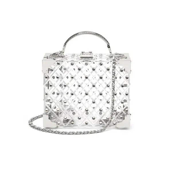 ASPINAL OF LONDON Bird Of Paradise Hand-embroidered Velvet Trunk - Silver