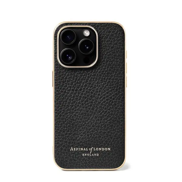 ASPINAL OF LONDON Iphone 15 Pro Case In Pebble & Gold - Black