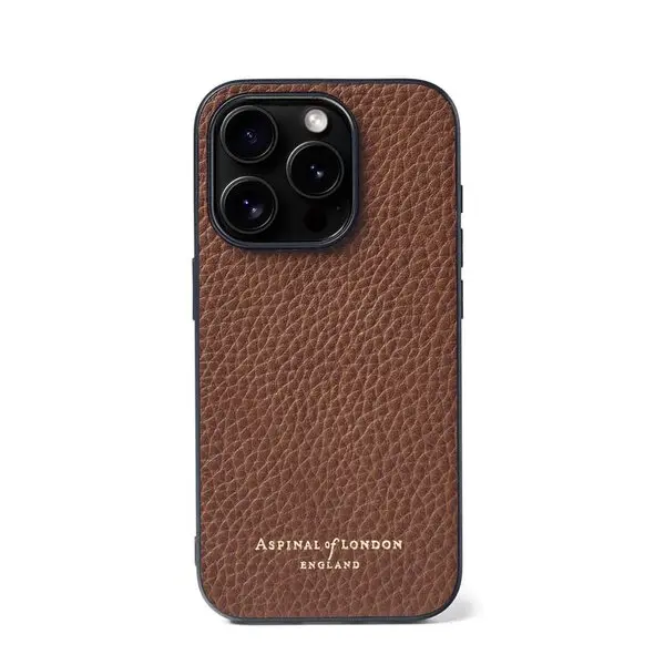 ASPINAL OF LONDON Iphone 15 Pro Case In Pebble & Gold - Brown