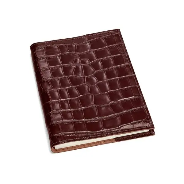 ASPINAL OF LONDON Refillable Leather Journal In Deep Shine Amazon Croc - Brown