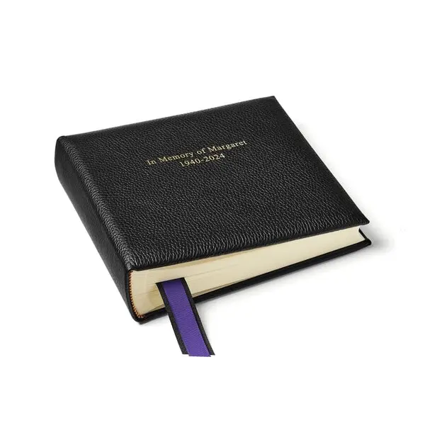ASPINAL OF LONDON 8-inch Leather Photo Album In Capri Pebble - Black