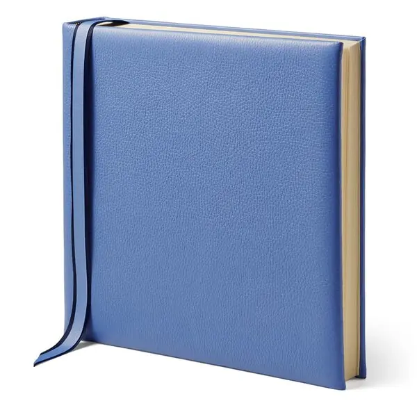 ASPINAL OF LONDON 8-inch Leather Photo Album In Capri Pebble - Blue