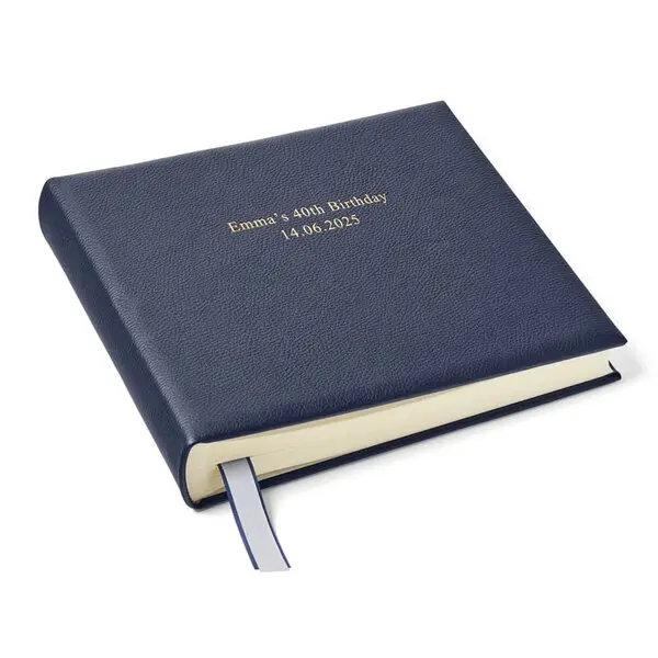 ASPINAL OF LONDON 8-inch Leather Photo Album In Capri Pebble - Blue