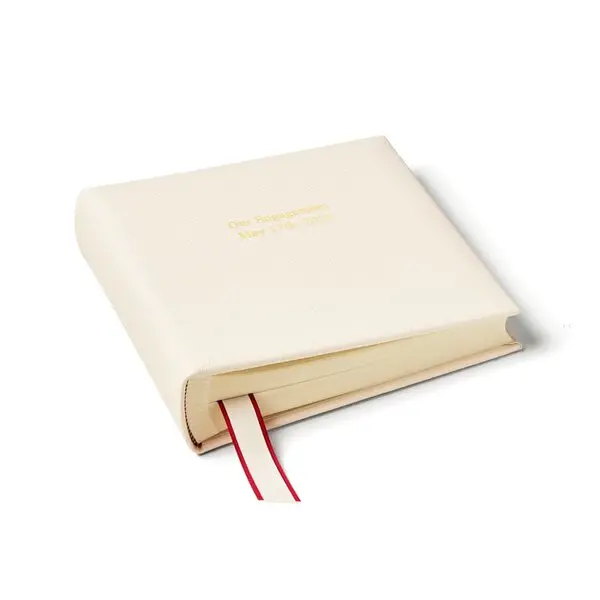 ASPINAL OF LONDON 12-inch Leather Photo Album In Pebble - Ivory