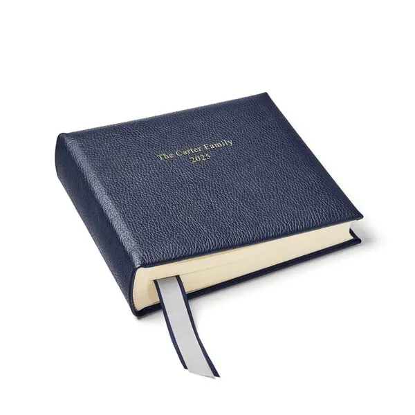 ASPINAL OF LONDON 8-inch Leather Photo Album In Capri Pebble - Navy