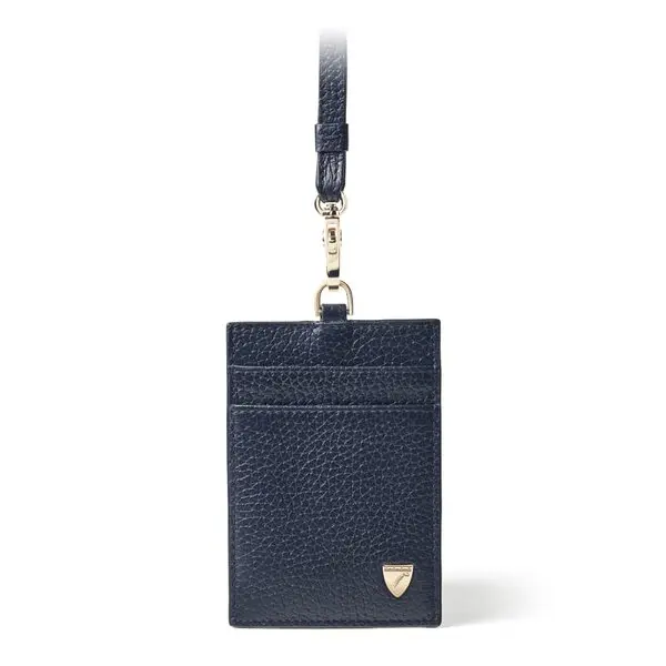 ASPINAL OF LONDON Lanyard Id & Card Holder In Navy Pebble - Blue