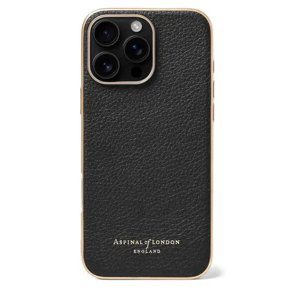 ASPINAL OF LONDON Iphone 16 Pro Max Case In Pebble & Gold - Black