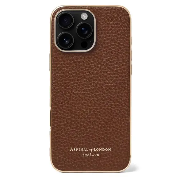 ASPINAL OF LONDON Iphone 16 Pro Max Case In Pebble & Gold - Brown