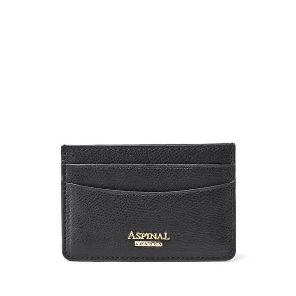 ASPINAL OF LONDON Slim Credit Card Holder In Deep Shine Croc - Black