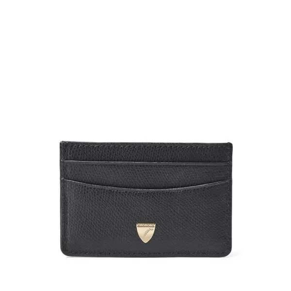 ASPINAL OF LONDON Slim Credit Card Holder In Deep Shine Croc - Black