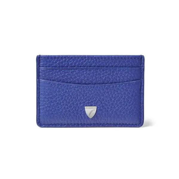 ASPINAL OF LONDON Slim Credit Card Holder In Patent Croc - Blue
