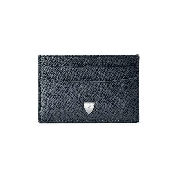 ASPINAL OF LONDON Slim Credit Card Holder In Deep Shine Amazon Croc - Blue
