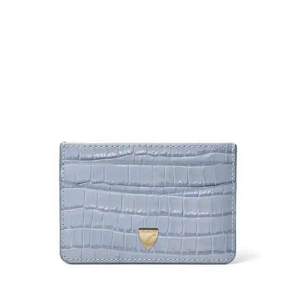 ASPINAL OF LONDON Slim Credit Card Holder In Navy Saffiano - Blue