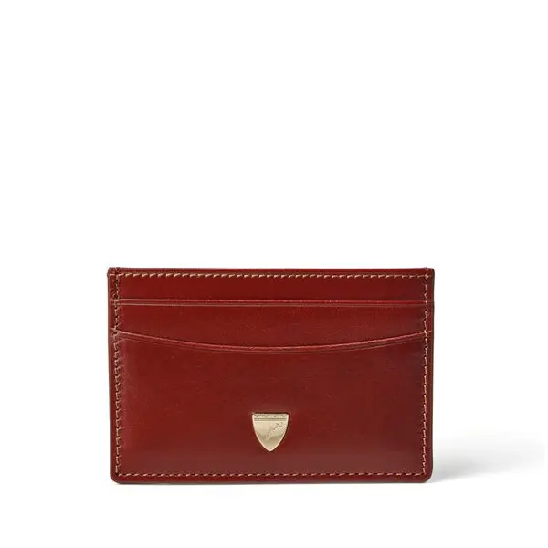 ASPINAL OF LONDON Slim Credit Card Holder In Deep Shine Croc - Brown