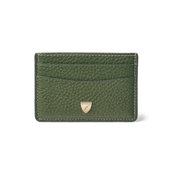 ASPINAL OF LONDON Slim Credit Card Holder In Deep Shine Buttermilk Small Croc - Green