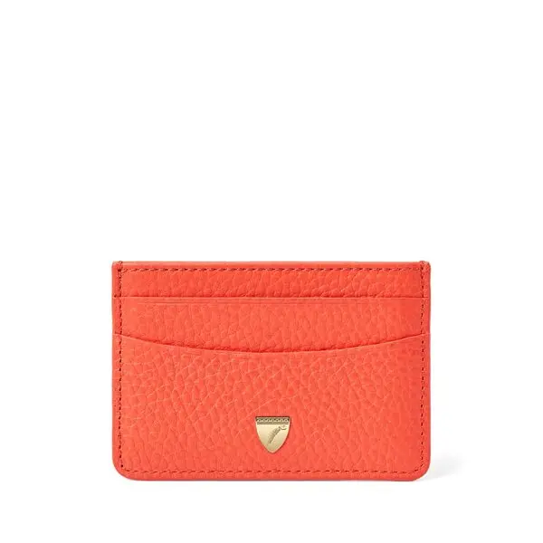 ASPINAL OF LONDON Slim Credit Card Holder In Deep Shine Croc - Orange