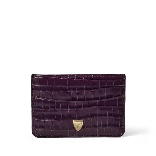 ASPINAL OF LONDON Slim Credit Card Holder In Moleskin Soft Saffiano - Purple