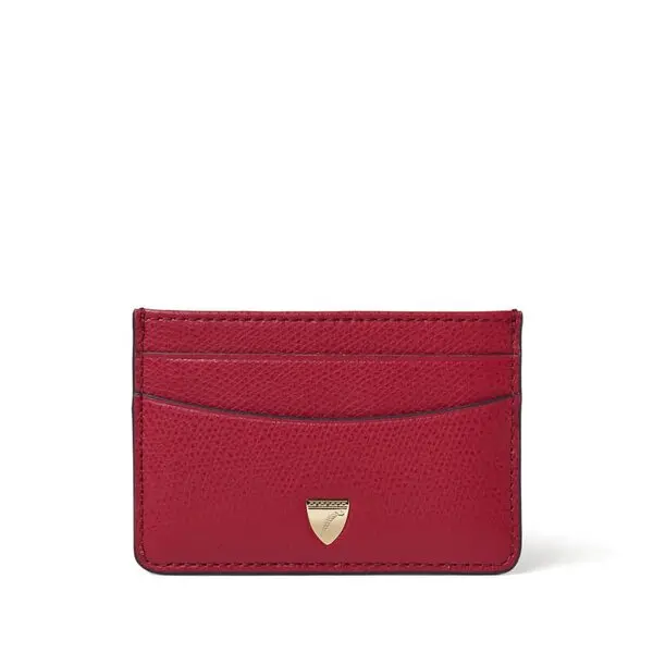 ASPINAL OF LONDON Slim Credit Card Holder In Moleskin Soft Saffiano - Red