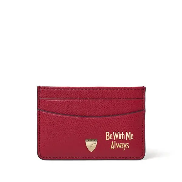 ASPINAL OF LONDON Slim Credit Card Holder In Deep Shine Croc - Red