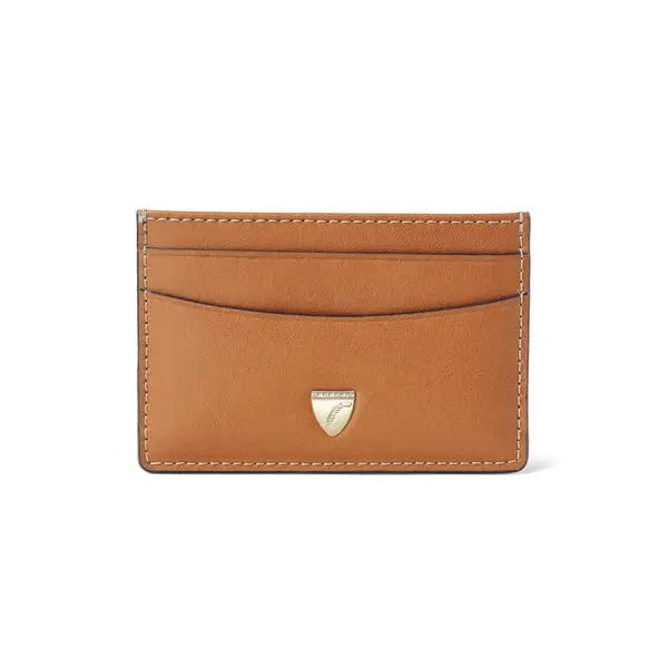 ASPINAL OF LONDON Slim Credit Card Holder In Moleskin Soft Saffiano - Tan