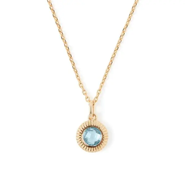 ASPINAL OF LONDON Gemstone Pendant Necklace In Rainbow Moonstone & 18ct Gold Vermeil - Blue