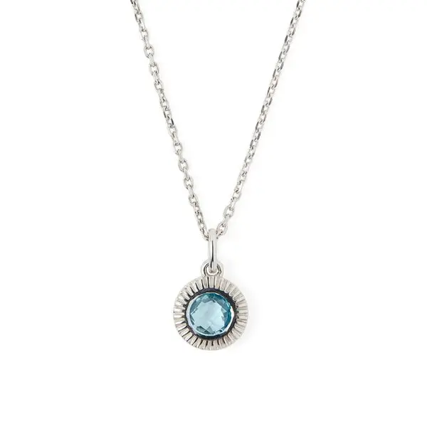 ASPINAL OF LONDON Gemstone Pendant Necklace In Swiss Topaz & 18ct Gold Vermeil - Blue