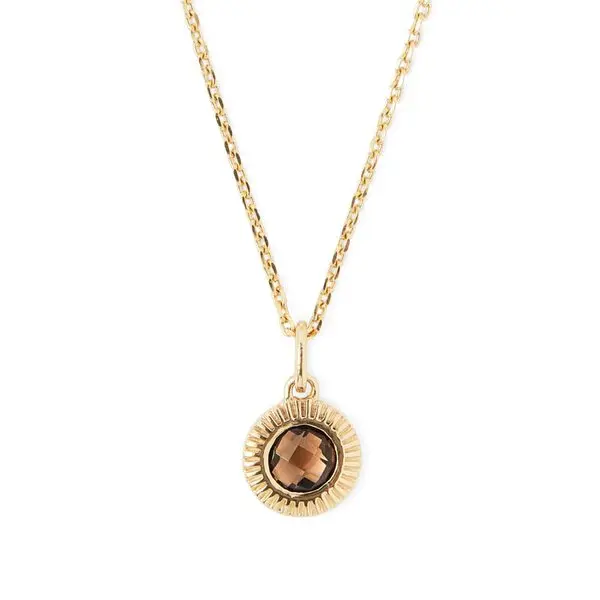 ASPINAL OF LONDON Gemstone Pendant Necklace In Rainbow Moonstone & 18ct Gold Vermeil - Brown