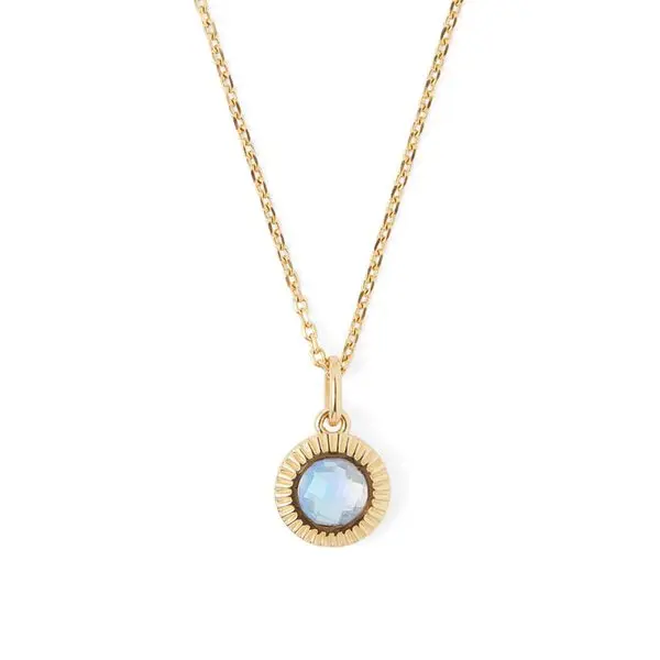 ASPINAL OF LONDON Gemstone Pendant Necklace In Rainbow Moonstone & 18ct Gold Vermeil - Multi-colour
