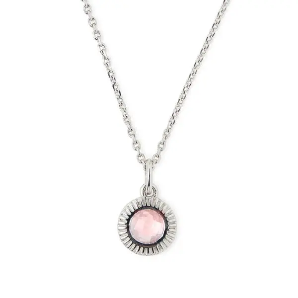 ASPINAL OF LONDON Gemstone Pendant Necklace In Rainbow Moonstone & 18ct Gold Vermeil - Pink