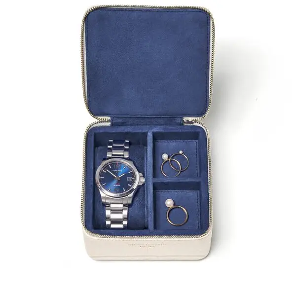 ASPINAL OF LONDON Travel Watch And Ring Box - Ivory