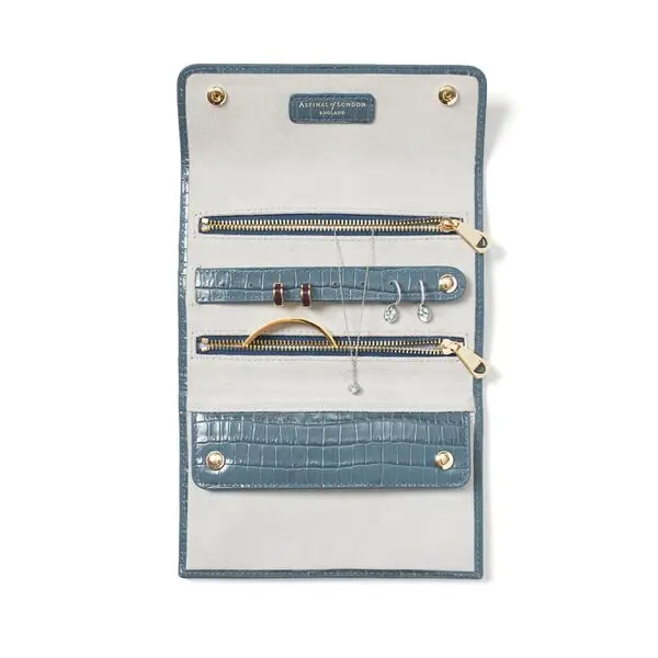 ASPINAL OF LONDON Travel Jewellery Roll - Blue