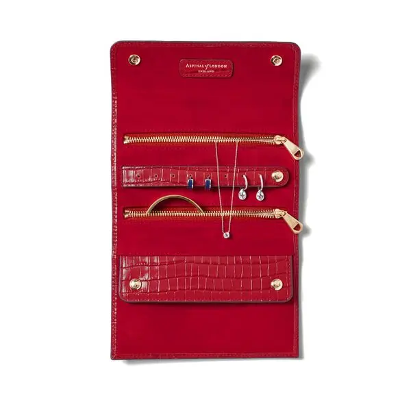 ASPINAL OF LONDON Travel Jewellery Roll - Red