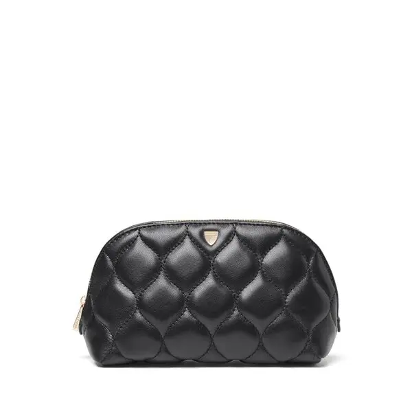 ASPINAL OF LONDON Classic Makeup Case In Soft Saffiano - Black