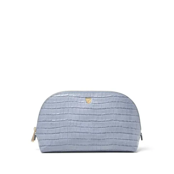 ASPINAL OF LONDON Classic Makeup Case In Soft Saffiano - Blue