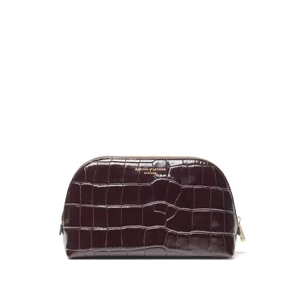 ASPINAL OF LONDON Classic Makeup Case In Moleskin Soft Saffiano - Brown