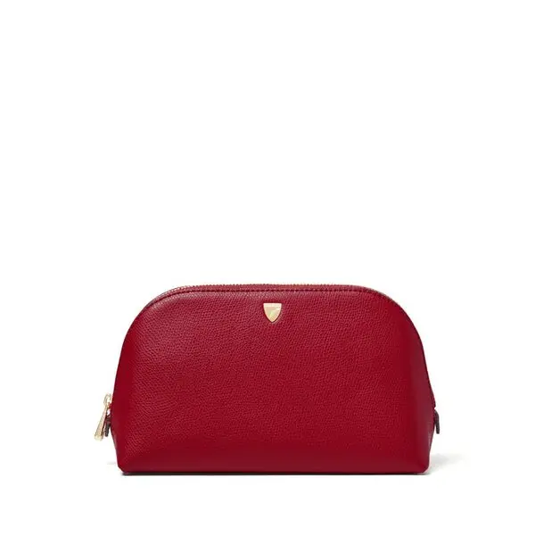 ASPINAL OF LONDON Classic Makeup Case In Cherry Soft Saffiano - Red