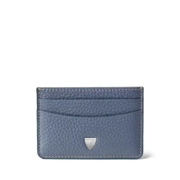ASPINAL OF LONDON Slim Credit Card Holder In Chocolate Pebble - Blue