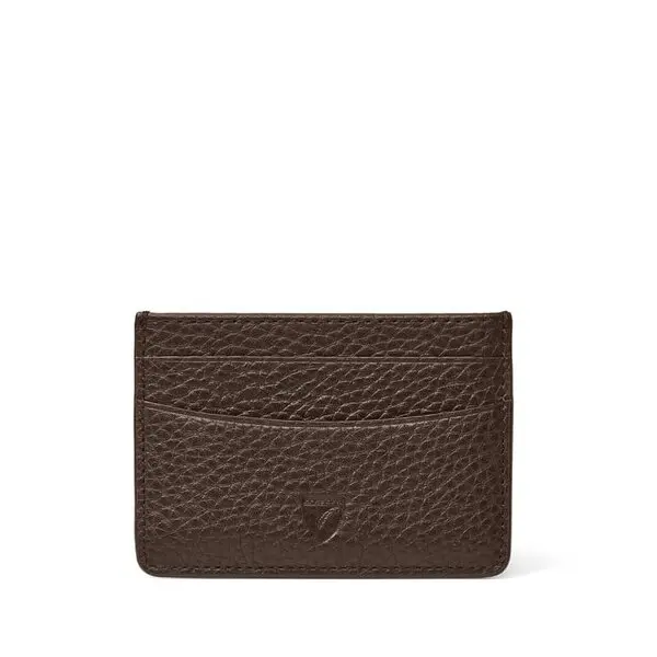 ASPINAL OF LONDON Slim Credit Card Holder In Chocolate Pebble - Brown