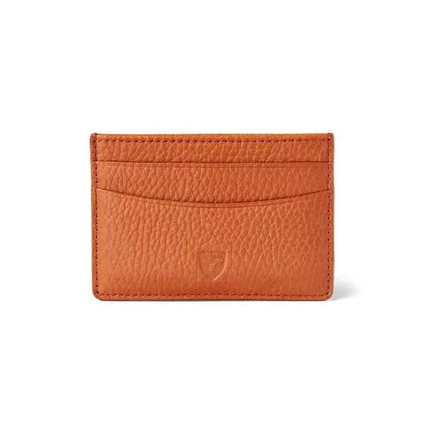 ASPINAL OF LONDON Slim Credit Card Holder In Marmalade Pebble - Orange