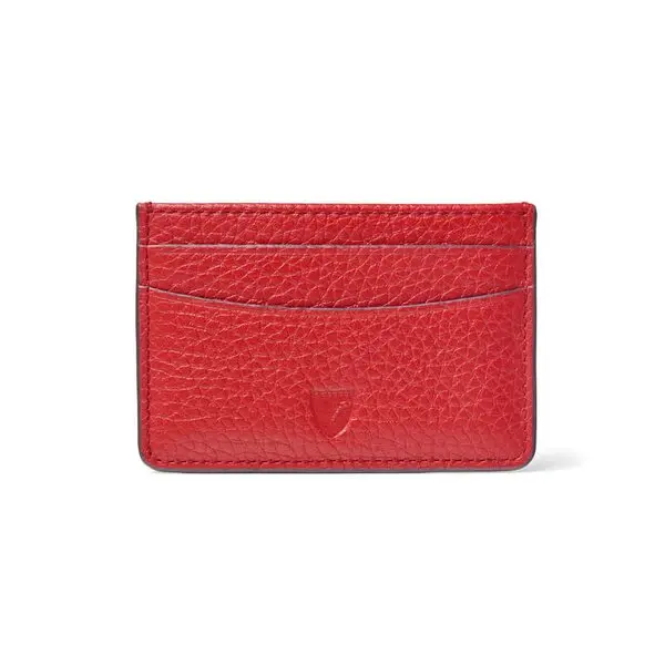 ASPINAL OF LONDON Slim Credit Card Holder In Pebble - Red