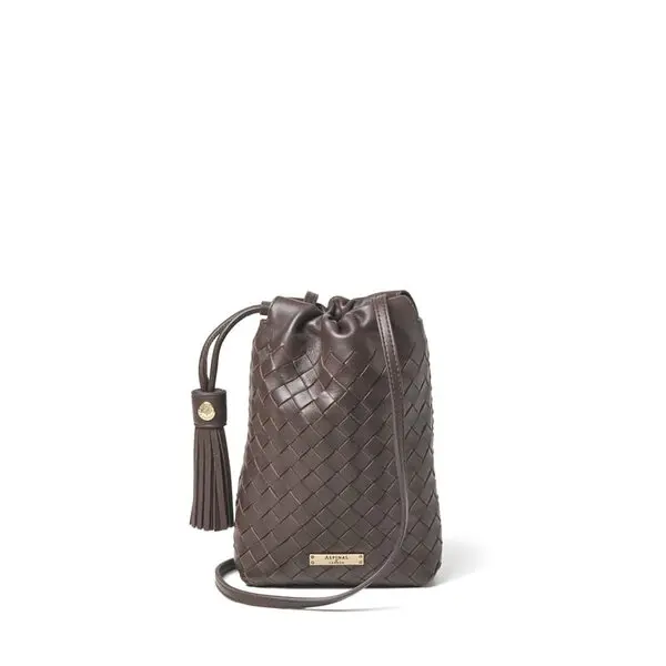 ASPINAL OF LONDON Soho Crossbody Pouch In Slot Weave - Brown