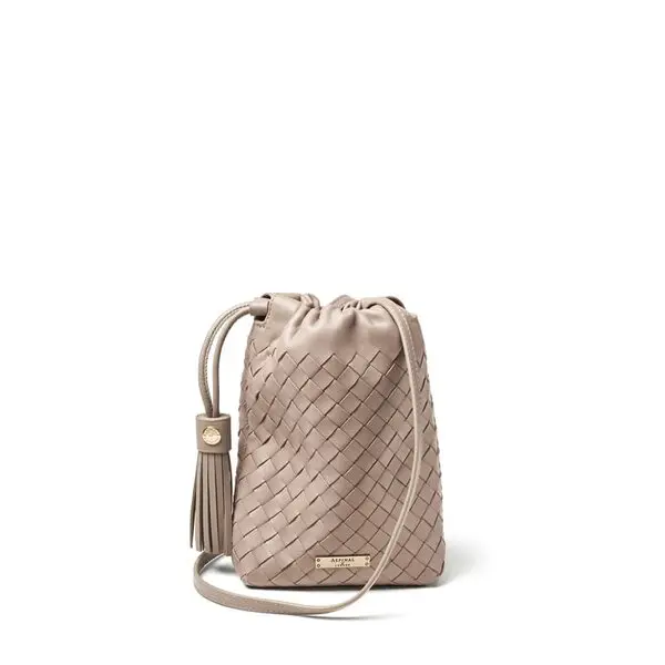 ASPINAL OF LONDON Soho Crossbody Pouch In Slot Weave - Neutral